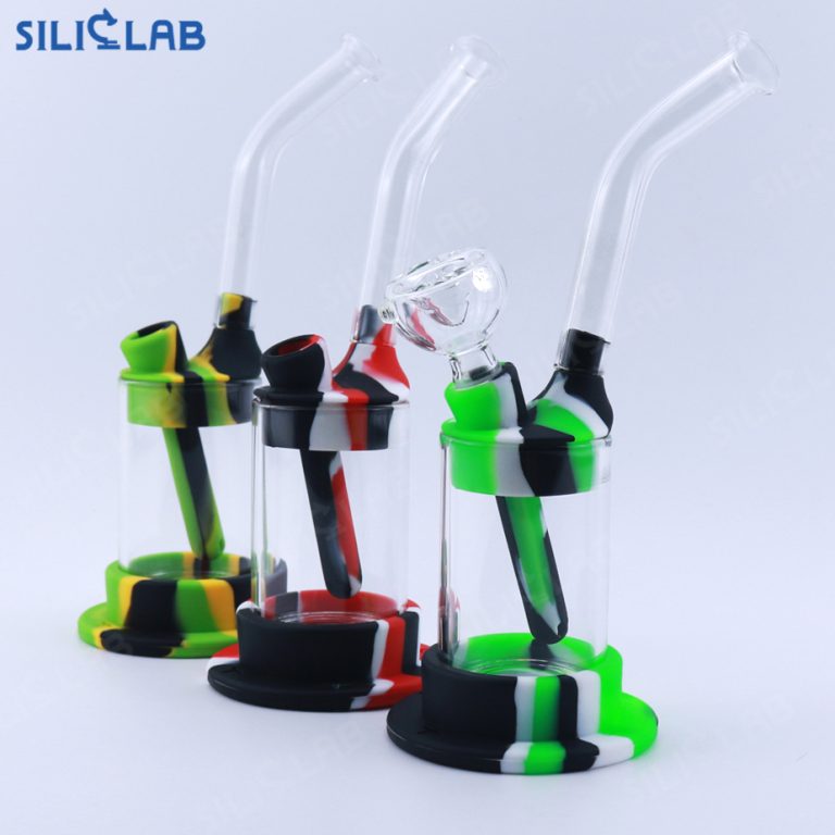 Silicone Glass Dab Rig LED Flashy Long Neck 8.5'' - Siliclab
