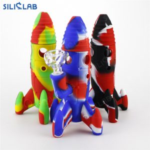 Silicone Rocket Bong Straight Glass Bubbler 7.7'' - Siliclab