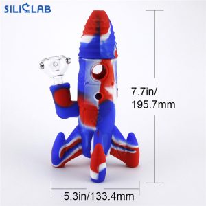 Silicone Rocket Bong Straight Glass Bubbler 7.7'' - Siliclab
