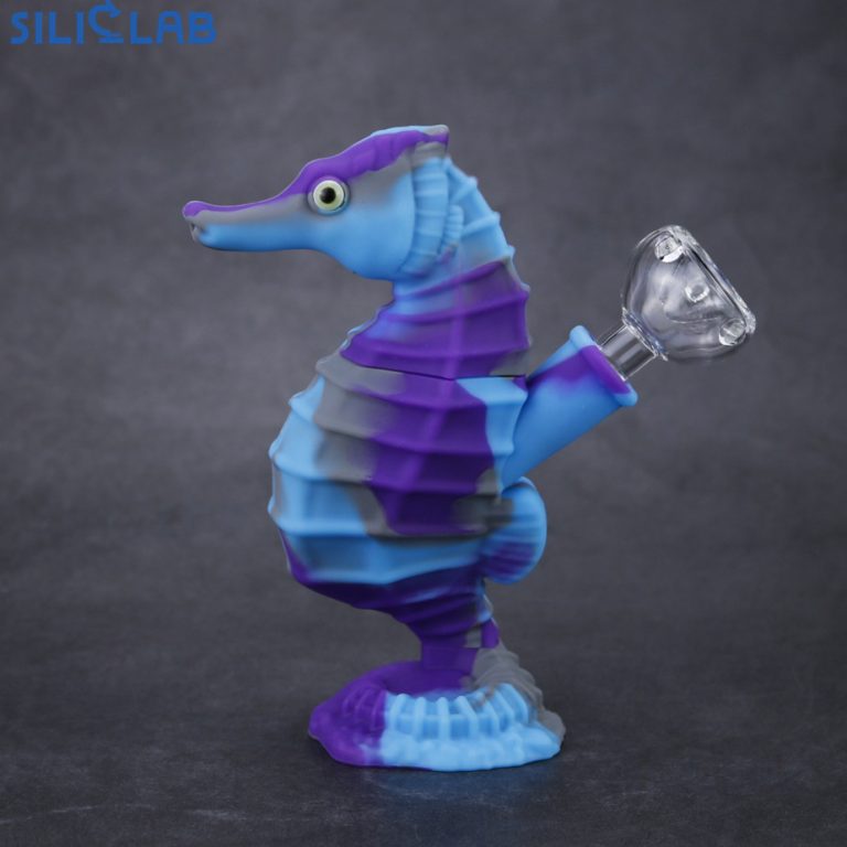Seahorse Silicone Bubbler Bong Vivid Eyes 5.9'' - Siliclab