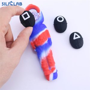 Squid Game Silicone Hand Pipe W/Glass Bowl 4.4'' - Siliclab