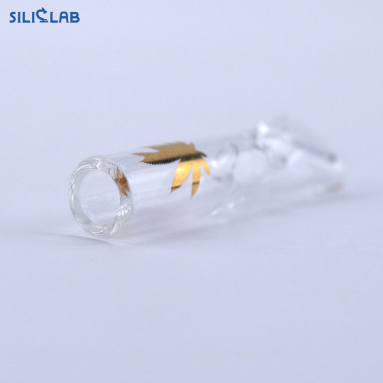 Glass Filter Tips w/Gold Cannabis Leaf LOGO 35mm - Siliclab