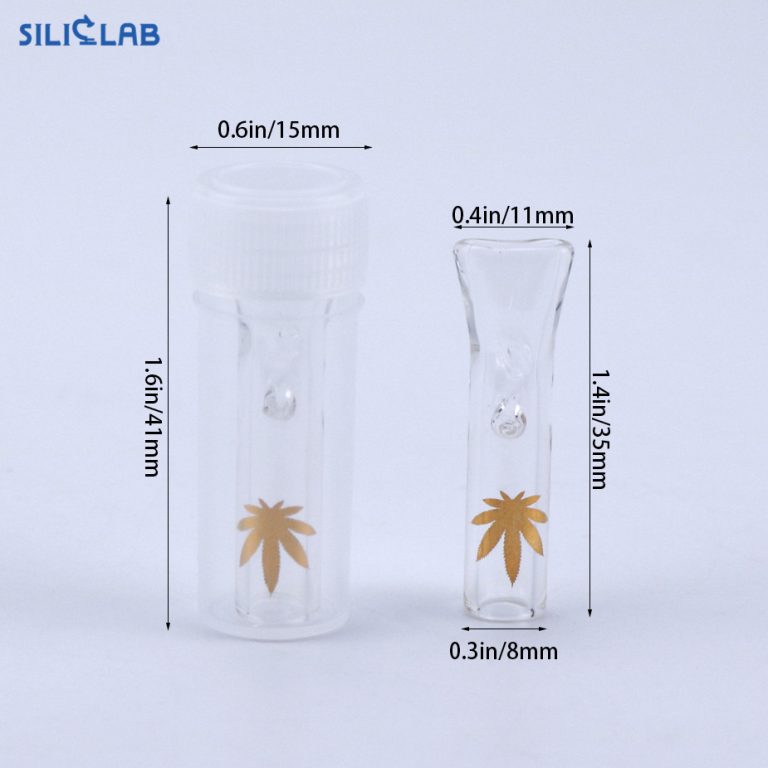 Glass Filter Tips w/Gold Cannabis Leaf LOGO 35mm - Siliclab
