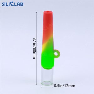 Silicone One Hitter Pipe Short w/Glass Bowl 3.1'' - Siliclab