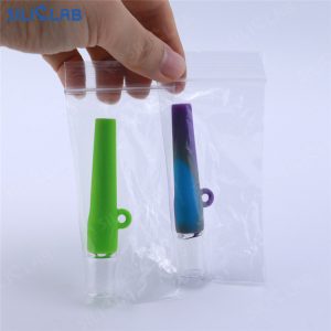 Silicone One Hitter Pipe Short w/Glass Bowl 3.1'' - Siliclab