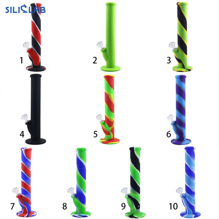 Straight Silicone Bong 1-Piece Suction Base 14'' - Siliclab