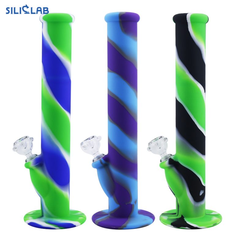 Straight Silicone Bong 1-Piece Suction Base 14'' - Siliclab