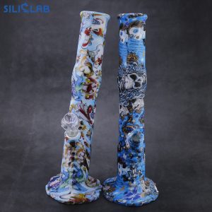 13 Inch Oblique Printing Silicone Bong Detachable - Siliclab