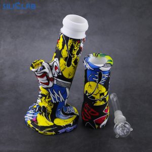 13 Inch Oblique Printing Silicone Bong Detachable - Siliclab