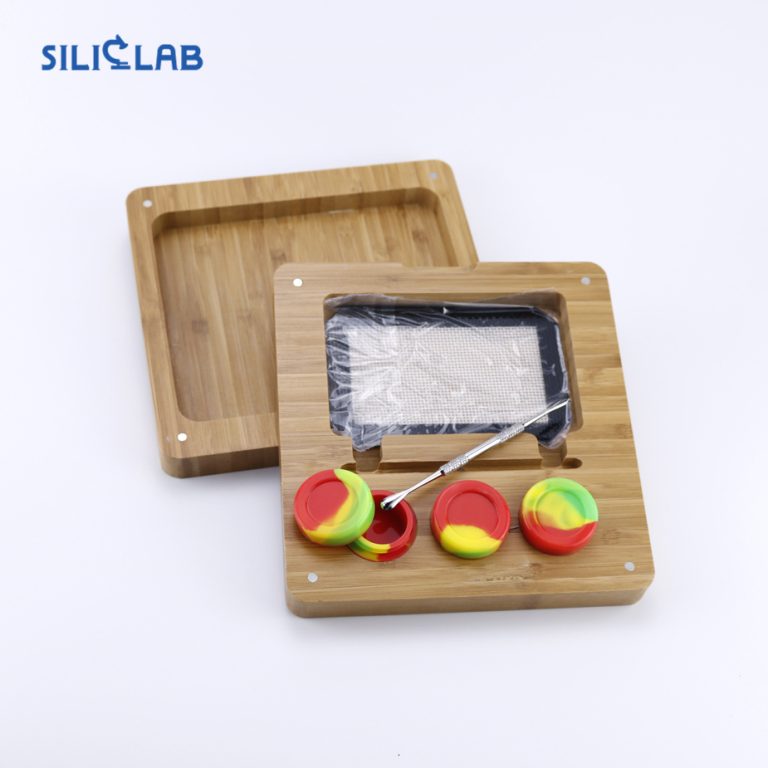 21ml Bamboo Box Dab Kit with Jars Mats & Dabbers - Siliclab